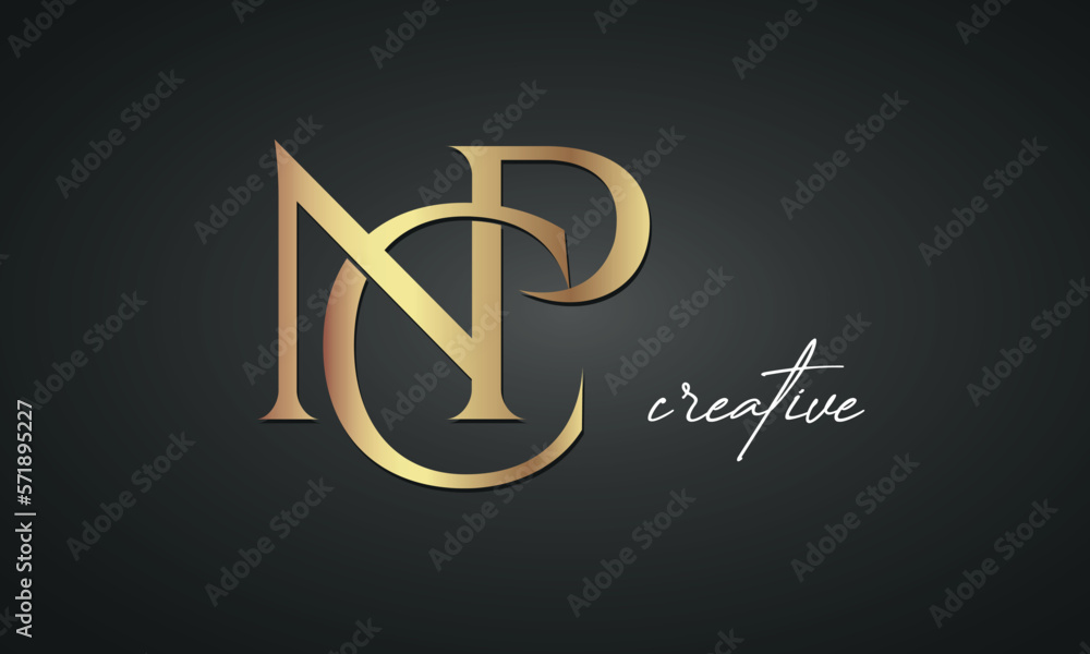 luxury letters NCP golden logo icon premium monogram, creative royal ...
