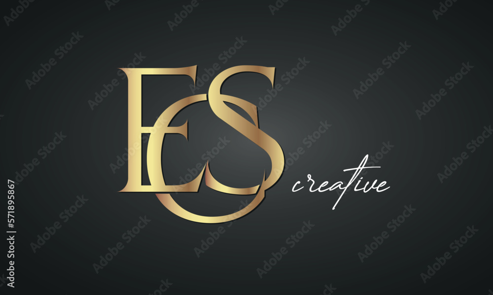 luxury letters ECS golden logo icon premium monogram, creative royal ...