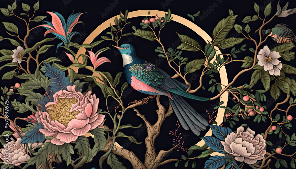 Chinoiserie wallpaper, Generative AI Stock Illustration | Adobe Stock