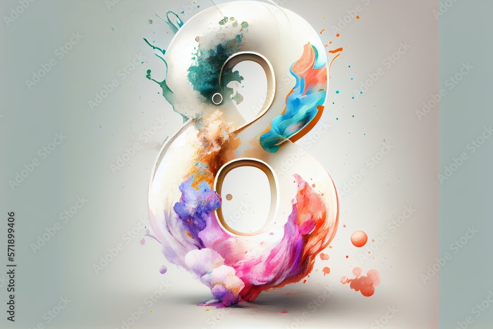 number 8, beautiful pastel colors, white background AI Generated Stock ...