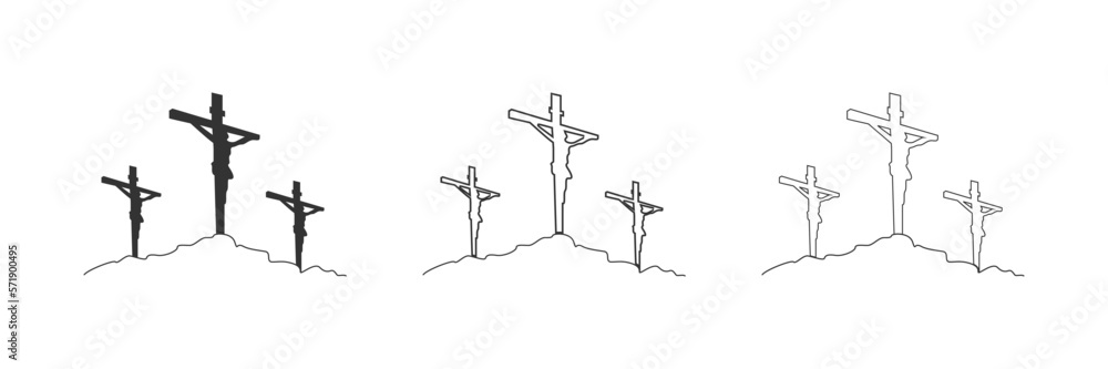 Cross symbol. Three crosses. Calvary. Vector. Stock Vector | Adobe Stock
