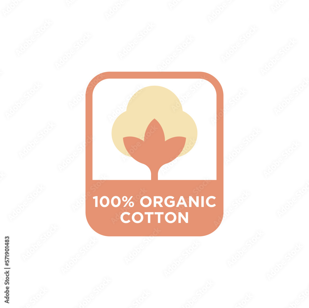 Cotton icon, fabric logo organic natural 100 percent cotton, vector ...