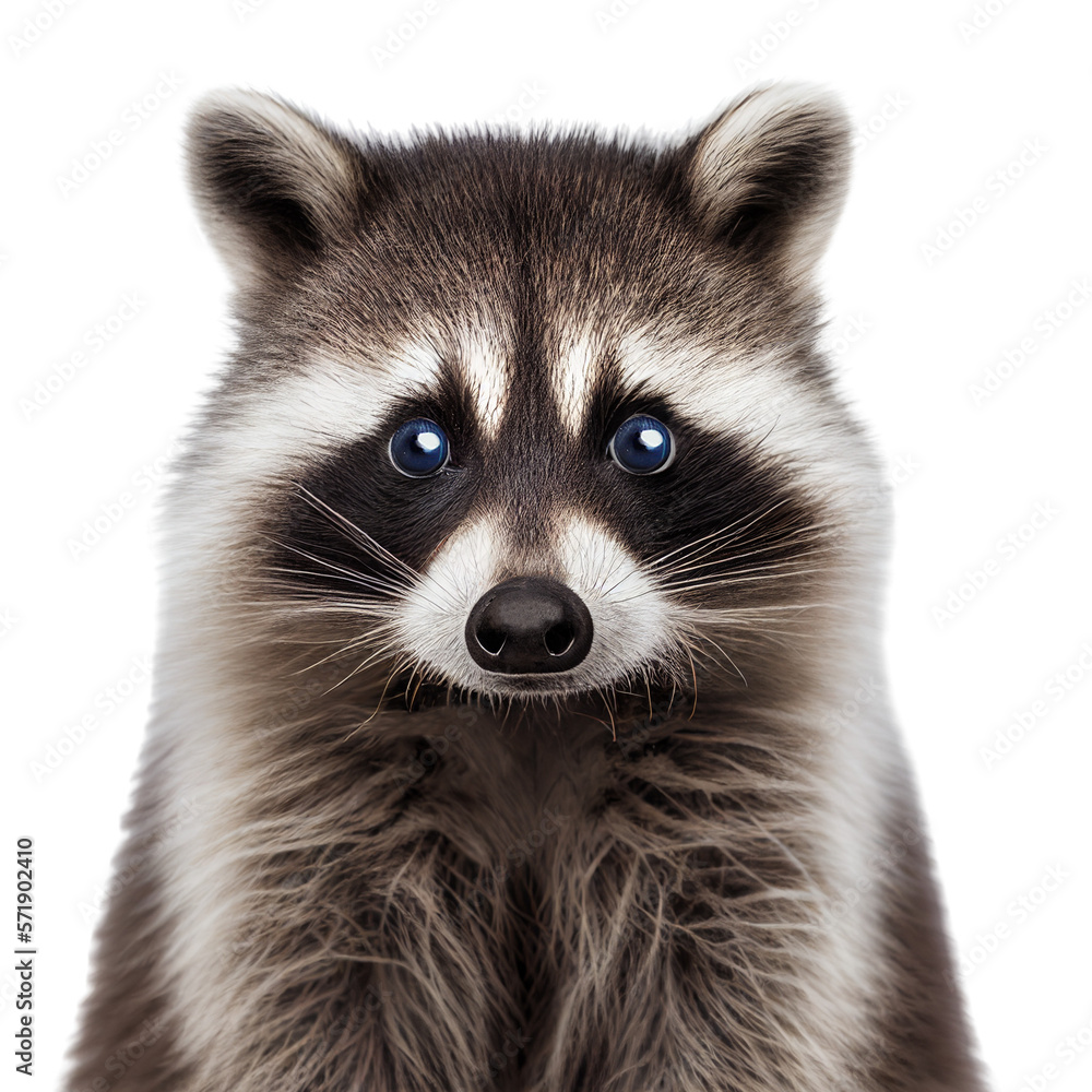 raccoon face shot isolated on transparent background cutout Stock ...