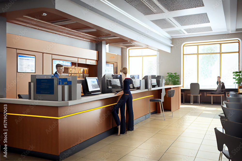 Bank counter serving customer Stock Illustration | Adobe Stock