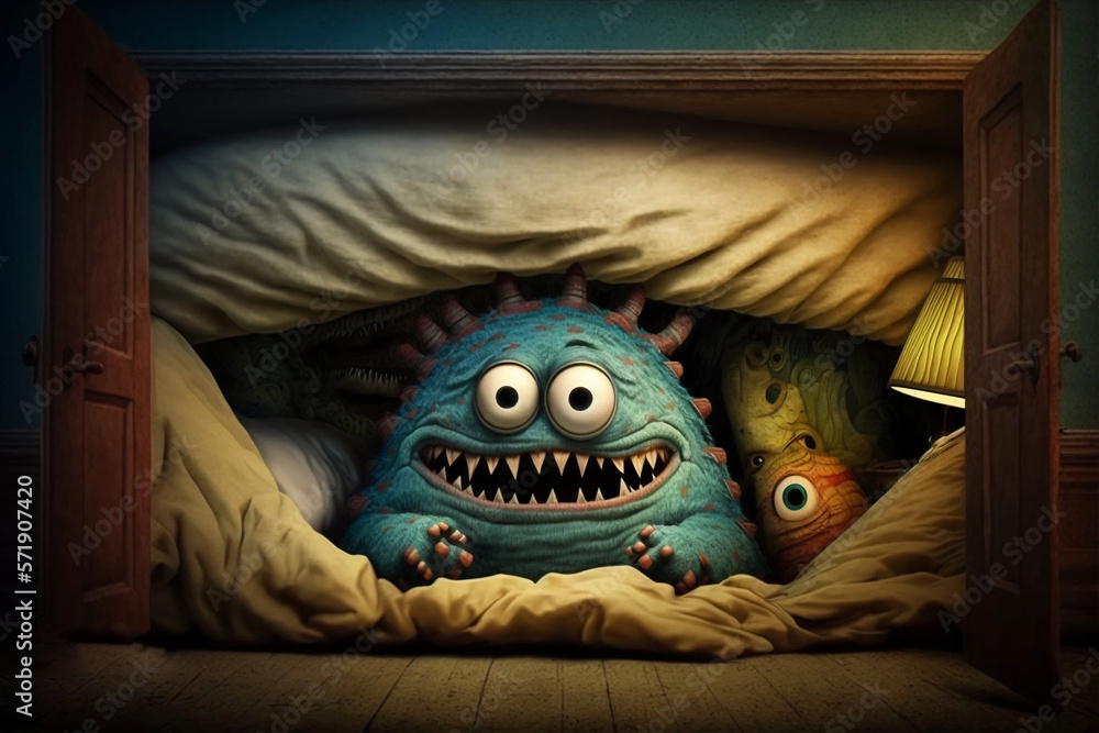 Nightmares. Monster in the closet. Child imagination. Children's fear ...