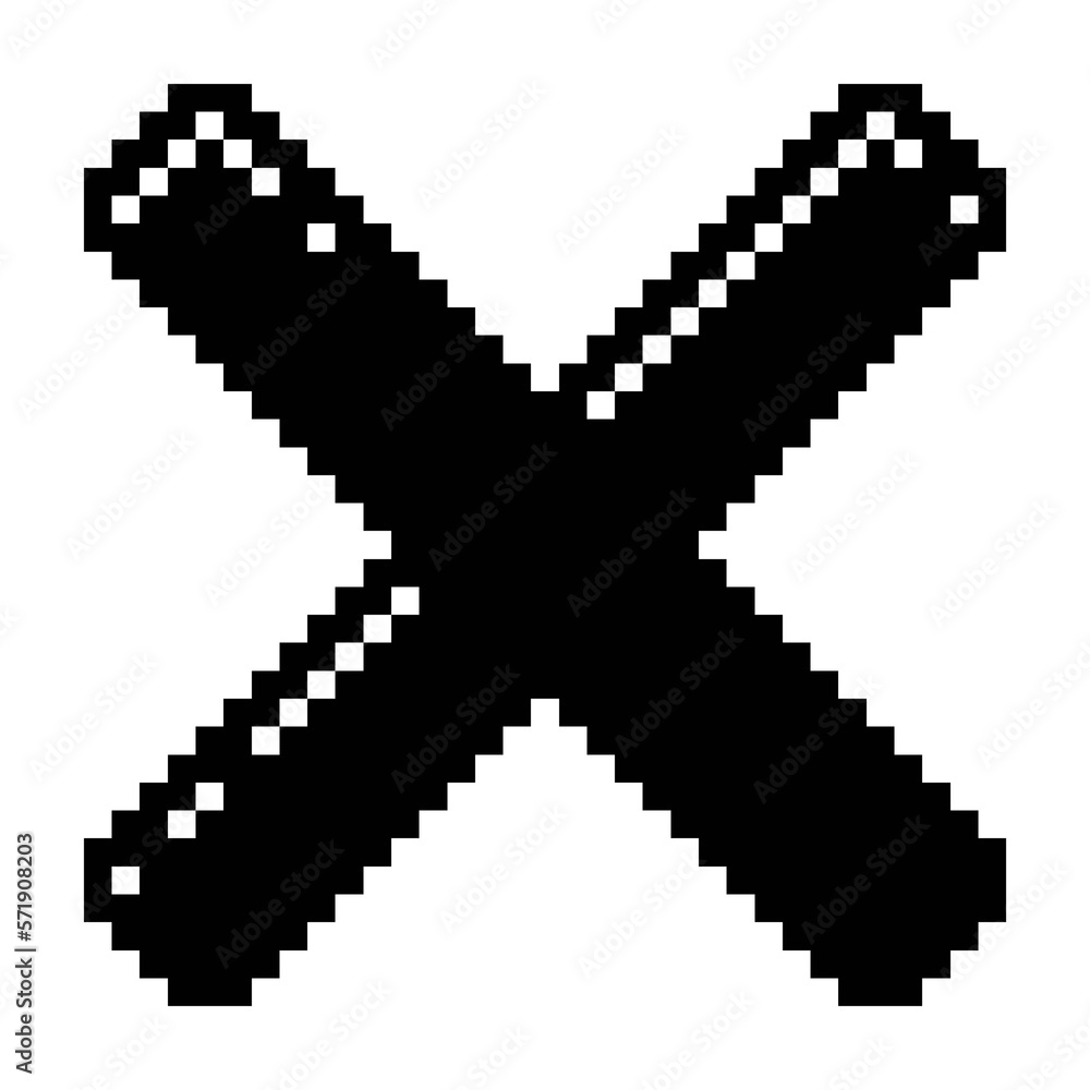 Cross mark icon black-white vector pixel art icon Stock Vector | Adobe ...