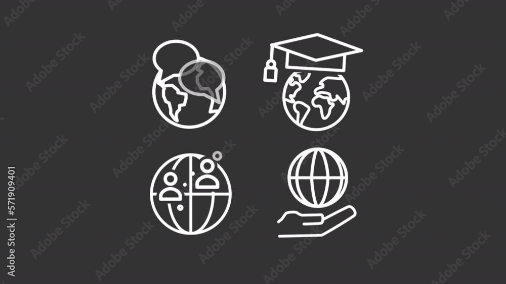 Animated learning white line icons. Online education. Elearning. Loop ...