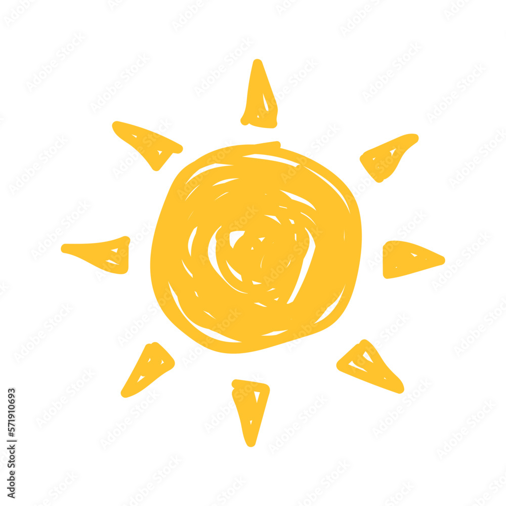Cartoon sunshine icon or logo. Children nursery decoration with sunny ...