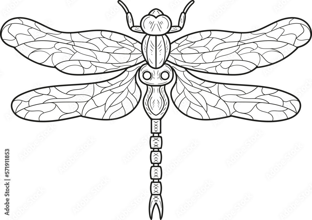 Dragonfly vector illustration. Line art, emblem, tattoo sketch. Stock ...