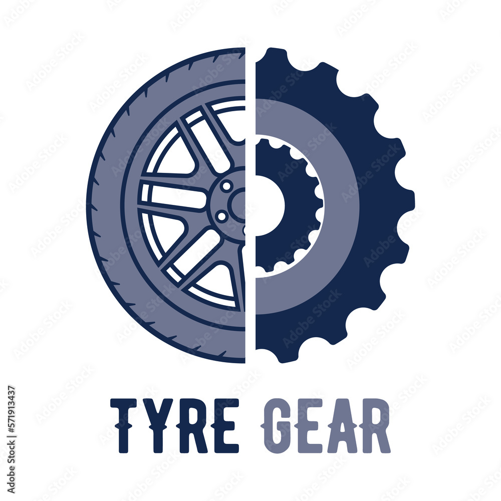 Wheel and gear logo combination. Tire and gear vector logo. Cars auto ...