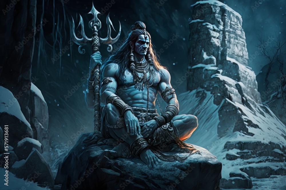 Photo & Art Print Maha Shivratri, Illustration Of Lord Shiva Sitting On ... Photo & Art Print Maha Shivratri, Illustration Of Lord Shiva Sitting On ...