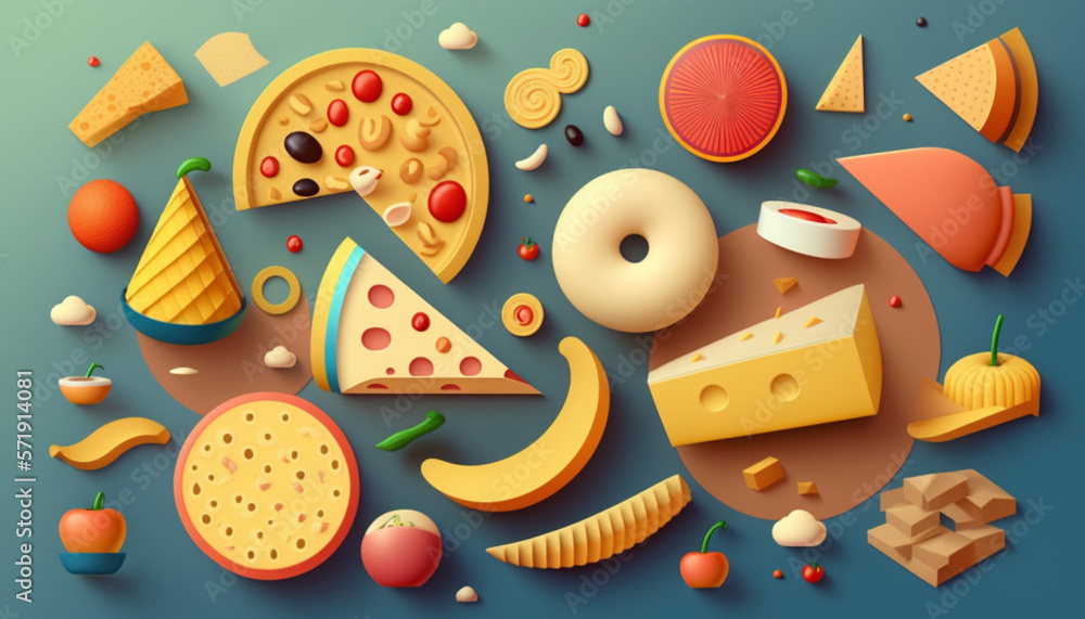 Seamless food pattern. Ai Generated all kind of foods theme. Food ...