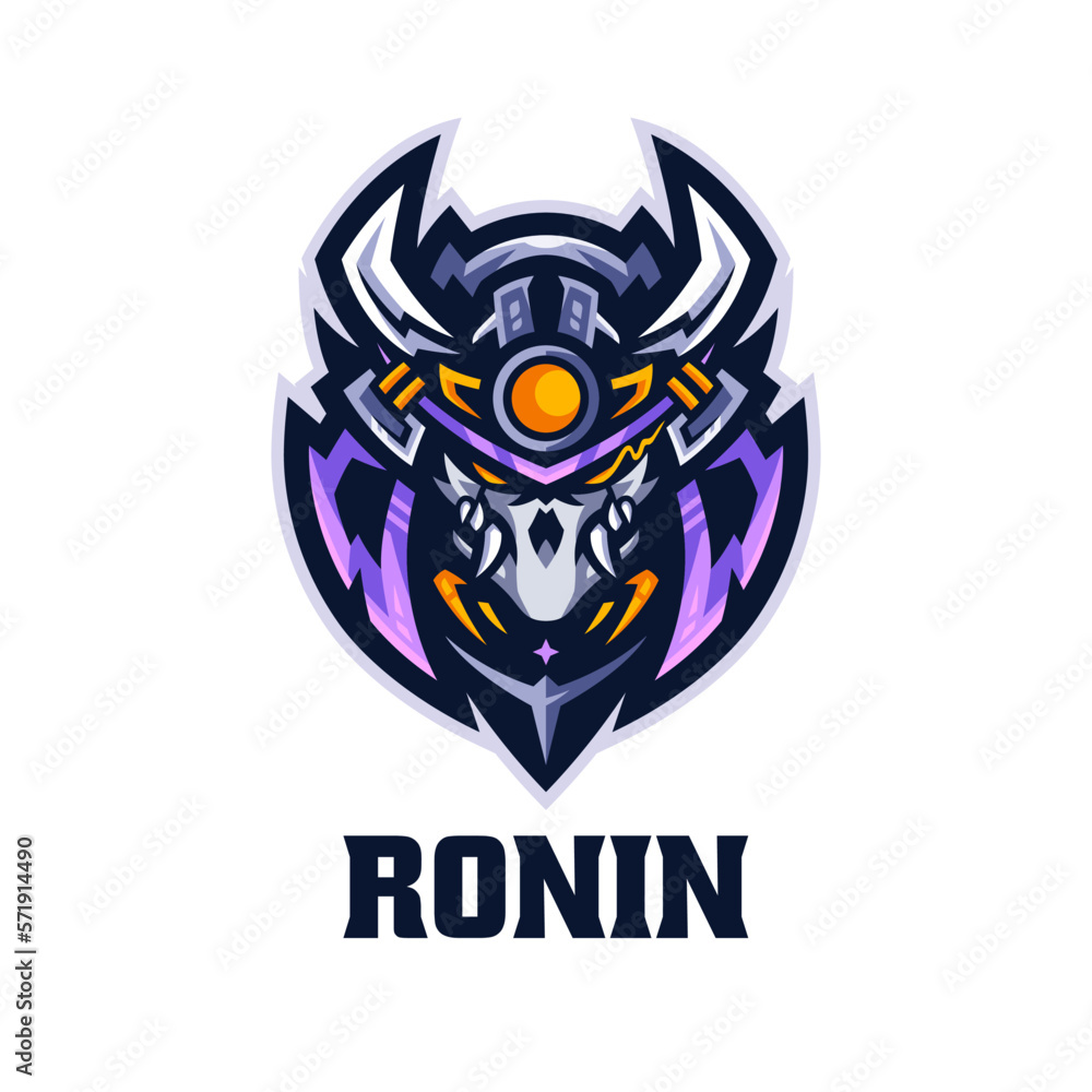 Ronin Mascot Logo template Design for Gaming Stock Vector | Adobe Stock