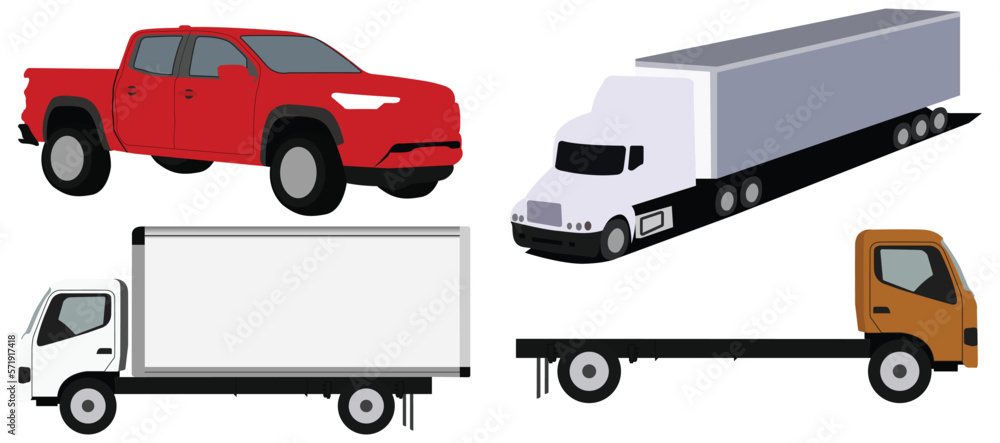 vehicle. truck, Truck vector, Truck set, A set of trucks. Truck vector ...