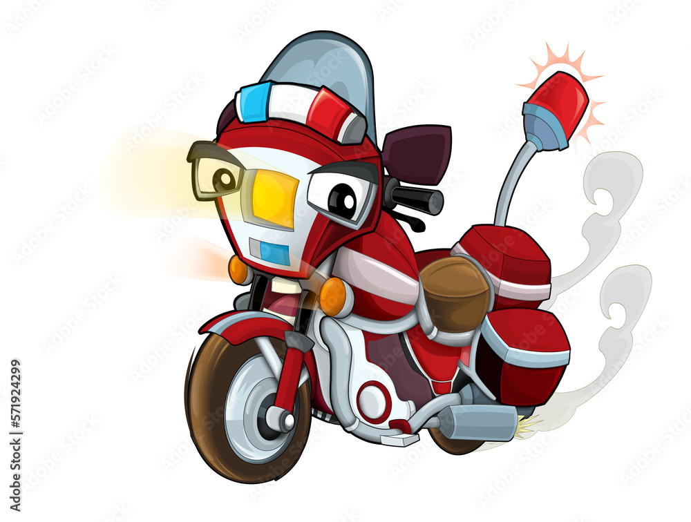 Cartoon motorcycle fireman driving to the rescue illustration for ...