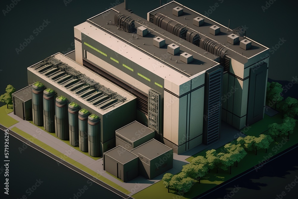AI generation, 3D model of factory buildings Stock Illustration | Adobe ...