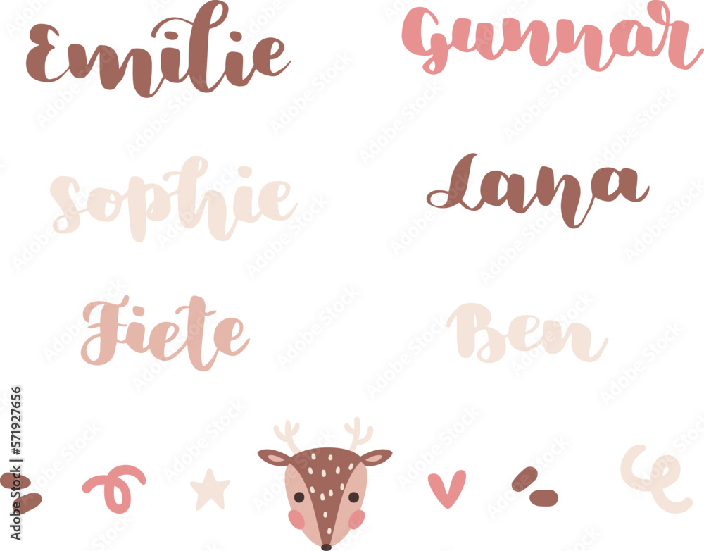 Hand-drawn lettering isolated over white. German names. Perfect for ...