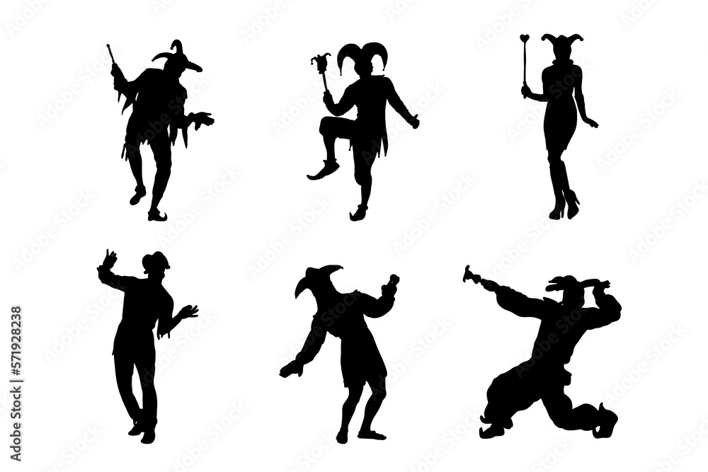 Set of silhouettes of jester vector design Stock Vector | Adobe Stock