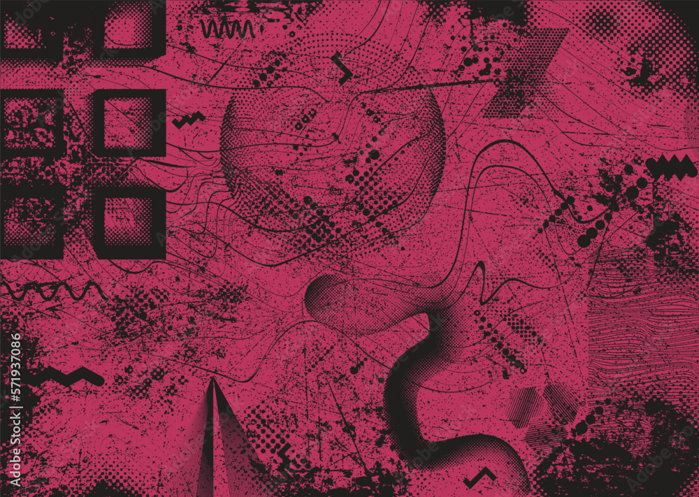 Aesthetic dotted design element. Duo tone poster . Modern art .Abstract ...