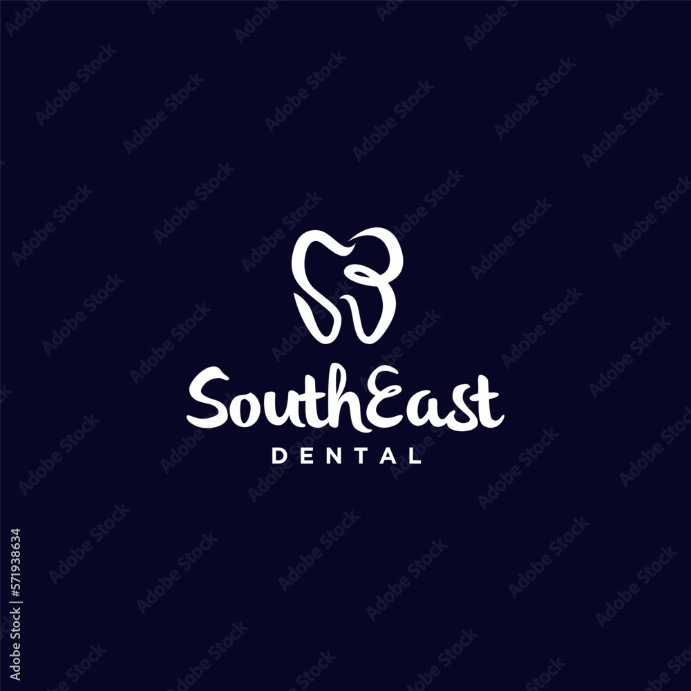 Tooth symbol formed from initial letters SE Logo Design. Initials S and ...