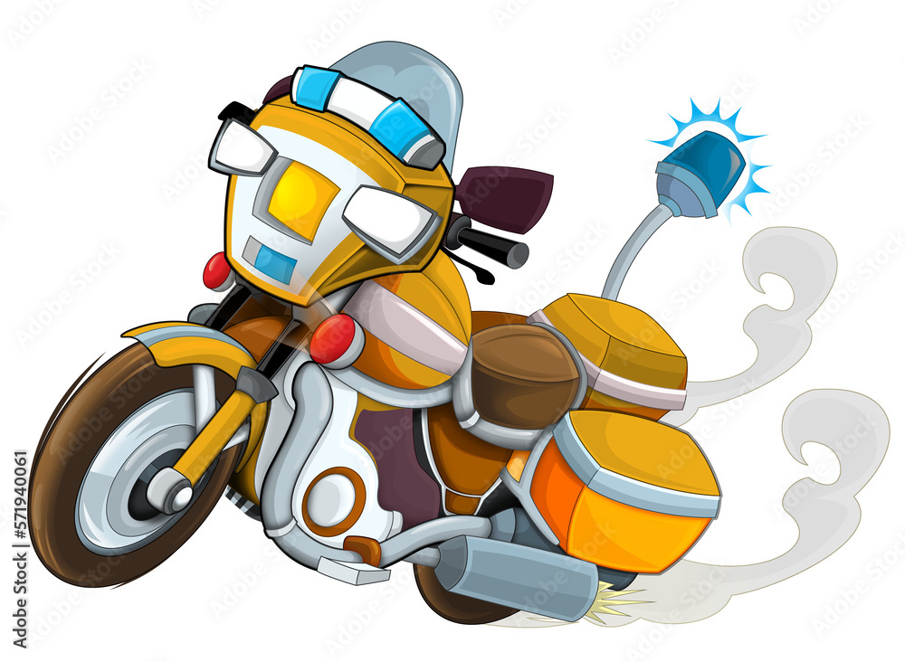 Cartoon motorcycle riding to the rescue illustration for children Stock ...