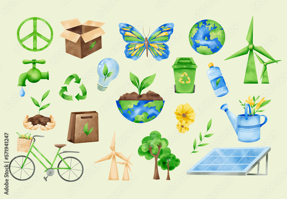 Earth Day Eco Environment Clipart Illustrations Stock Template | Adobe ...