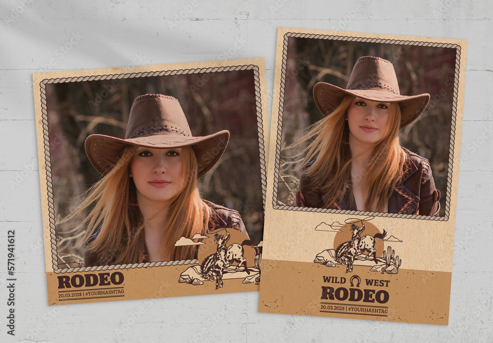 Rodeo Country Western Party Photo Card Template Stock Template | Adobe ...