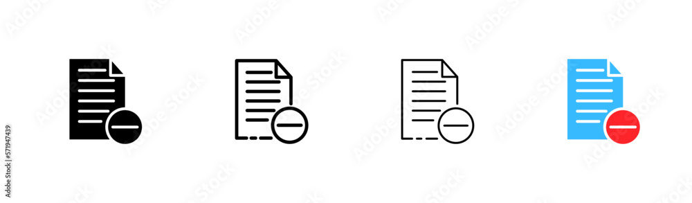 Document with minus button line icon. Digital, sheet of paper, remove ...