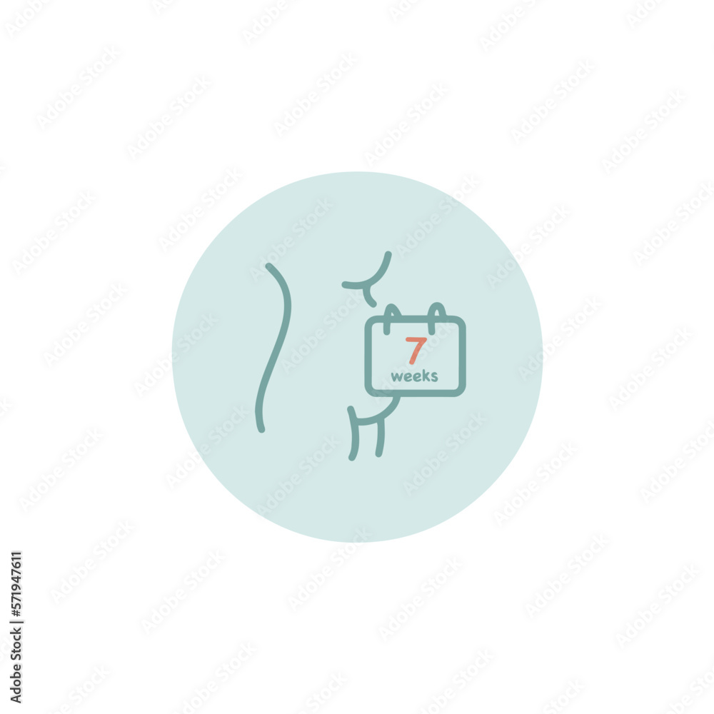 7 weeks pregnant sign. First trimester. Seven weeks of pregnancy symbol ...