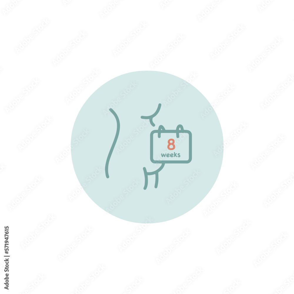Eight weeks of pregnancy symbol woman body with calendar. 8 weeks ...