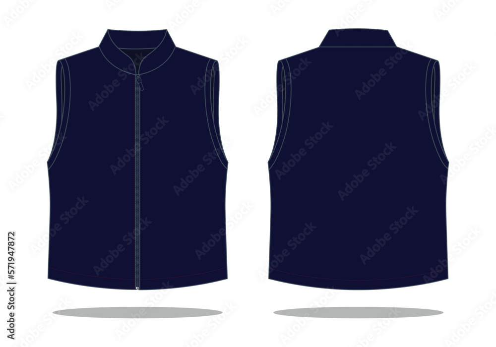 Blank Navy Blue Vest Template On White Background.Front And Back View ...