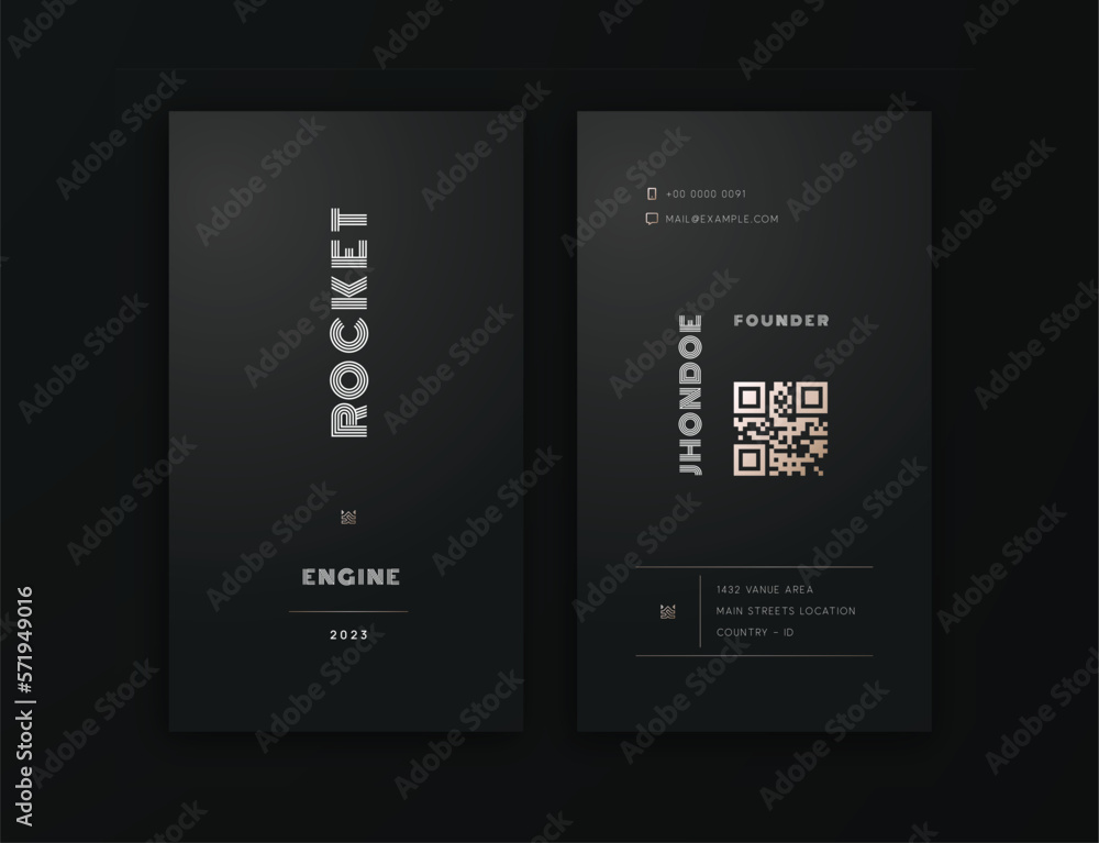 Vertical Modern Professional Business Card Template with QR Code and ...