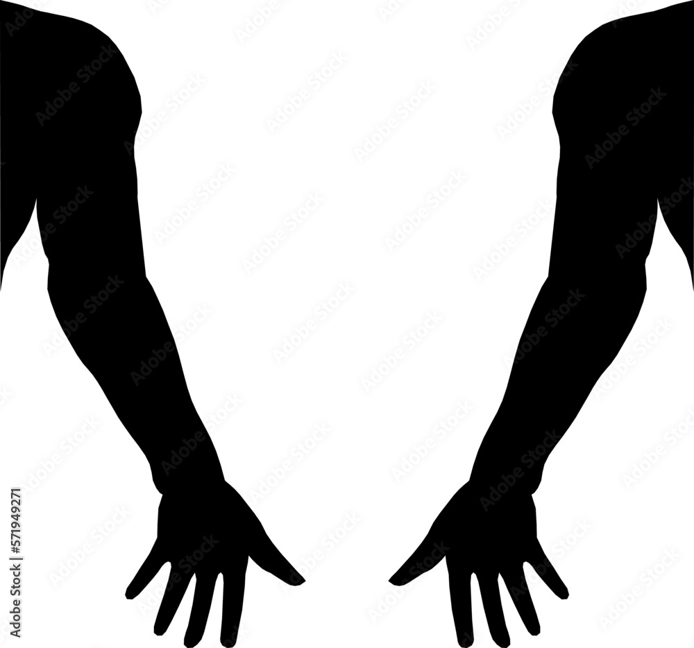 Male arms silhouettes isolated over white background, man hands vector ...