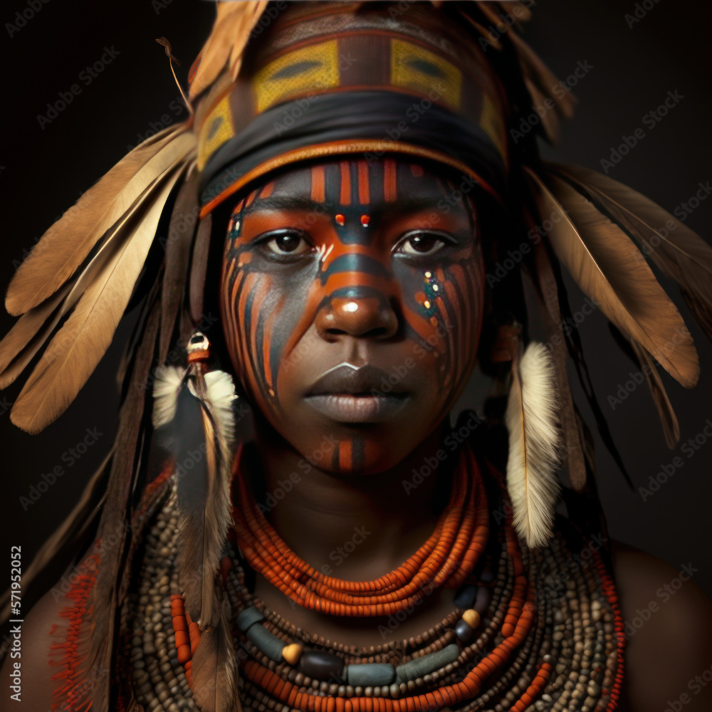 Realistic illustration in artificial intelligence. Portrait of an ...