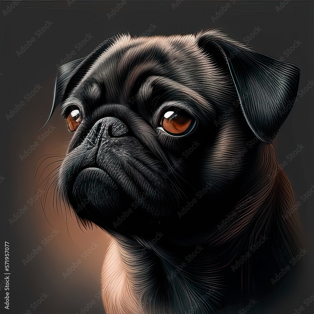 Looking for a unique pug illustration? Check out this stunning design ...