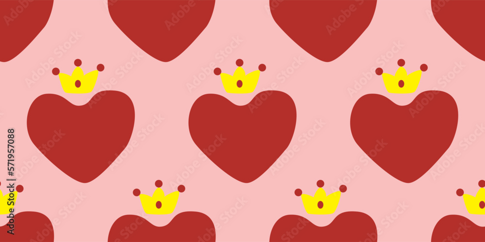 Beautiful pattern crown heart design. Queen of heart. sweet romance ...
