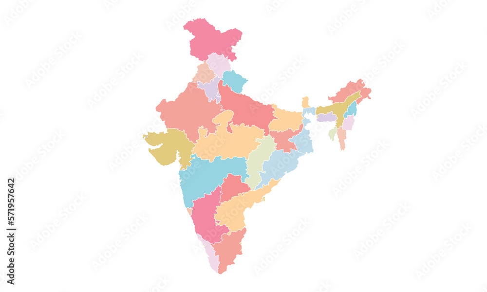 Colorful India Map, perfect for office, company, school, social media ...