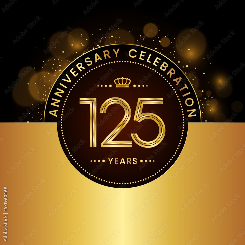 125th Anniversary Celebration. logo design with golden numbers and text ...