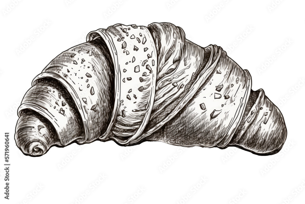 Croissant isolated on transparent background. Hand drawn isolated ...