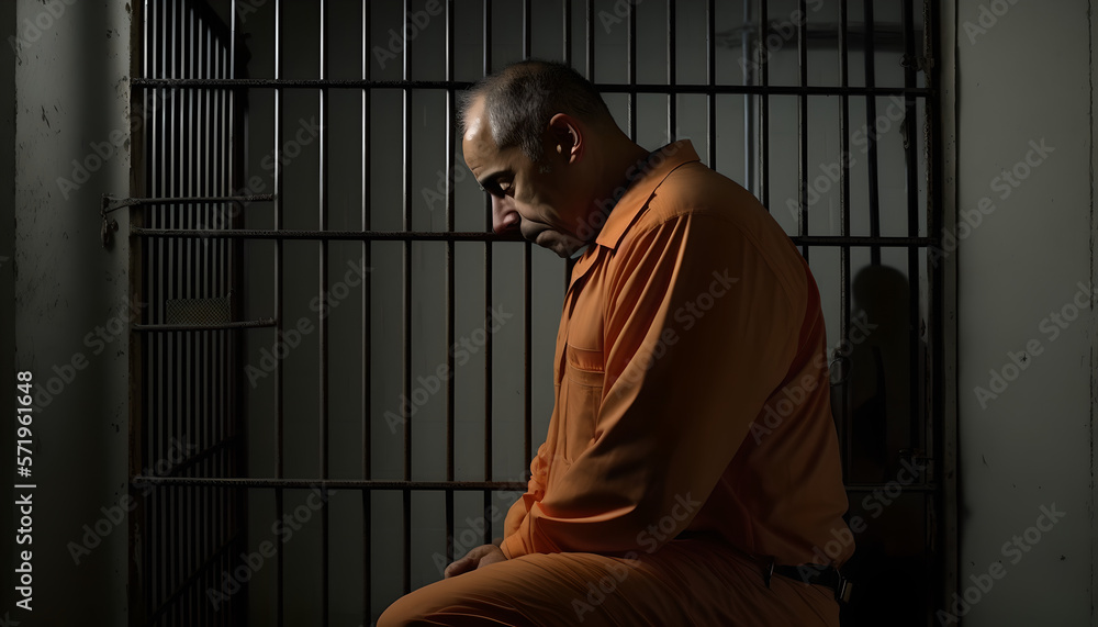 Prisoner wearing Inmate Uniform in Prison, Jail feeling Remorse and ...