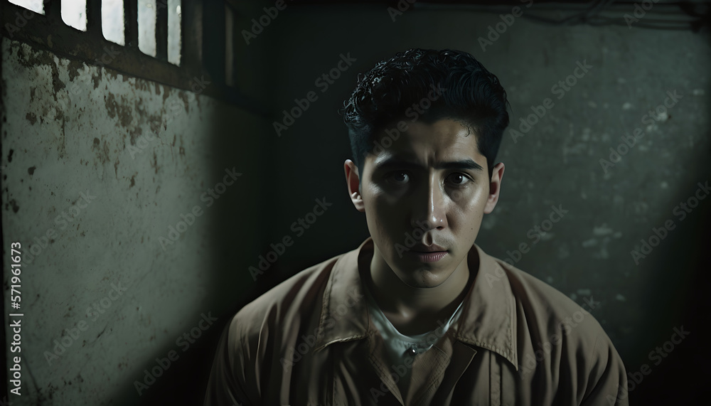 Prisoner wearing Inmate Uniform in Prison, Jail feeling Remorse and ...