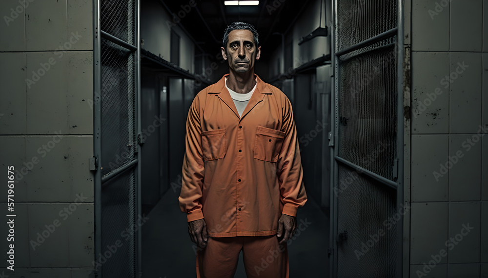 Prisoner wearing Inmate Uniform in Prison, Jail feeling Remorse and ...