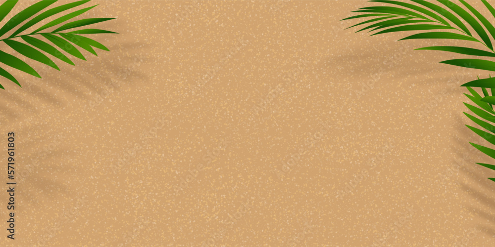 Sand beach texture background with palm leaf with shadow,Vector ...