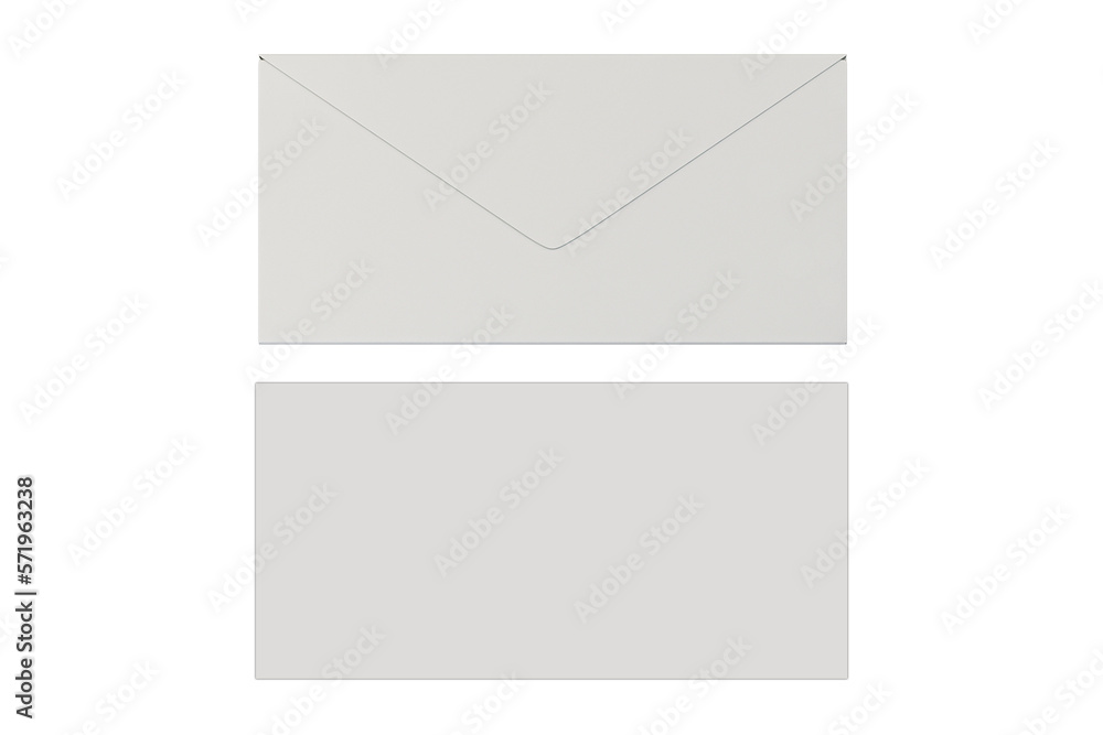 Envelop front and back side Mock up isolated on a white background.3d ...