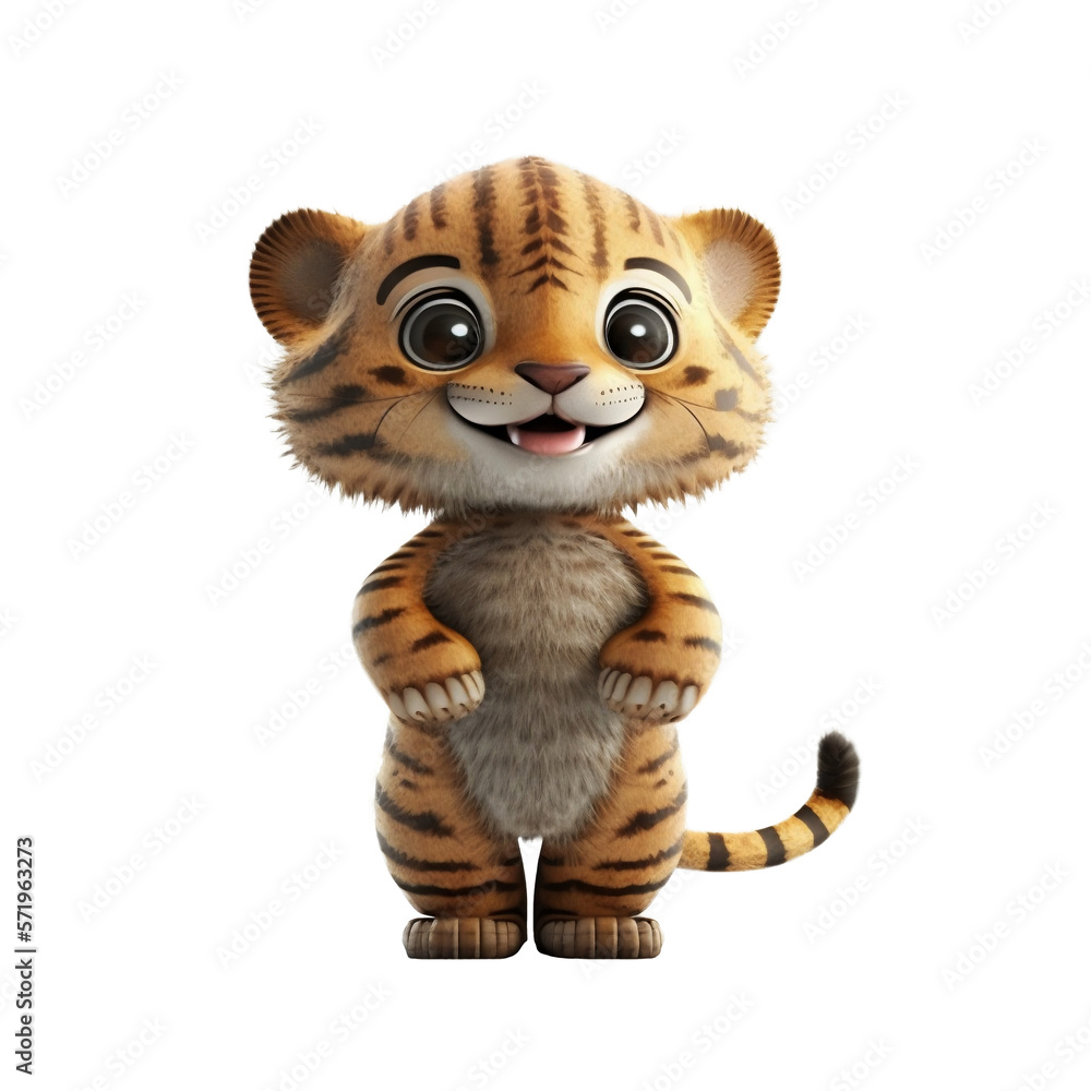personnage de bébé tigre mignon isolé sur fond transparent ...