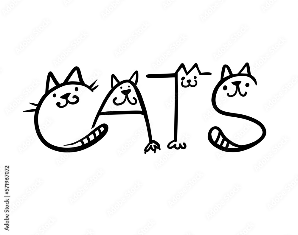 Vetor de Logo cat. Letters made like cats. Vector design logo. Vector ...