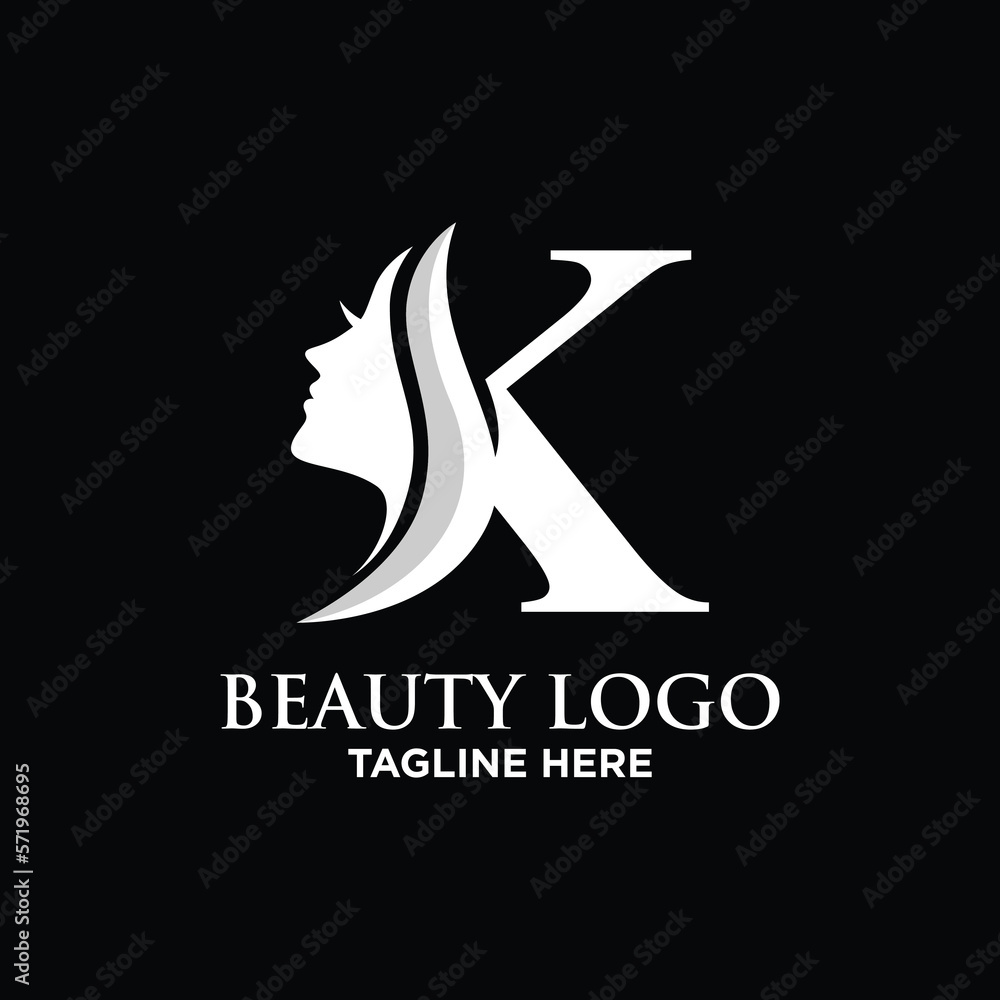 Letter K Beauty Face Logo Design Template Inspiration, Vector ...
