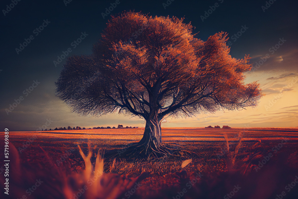 Lonely Autumn Tree: A Depictive Landscape of Solitude and Sadness in ...