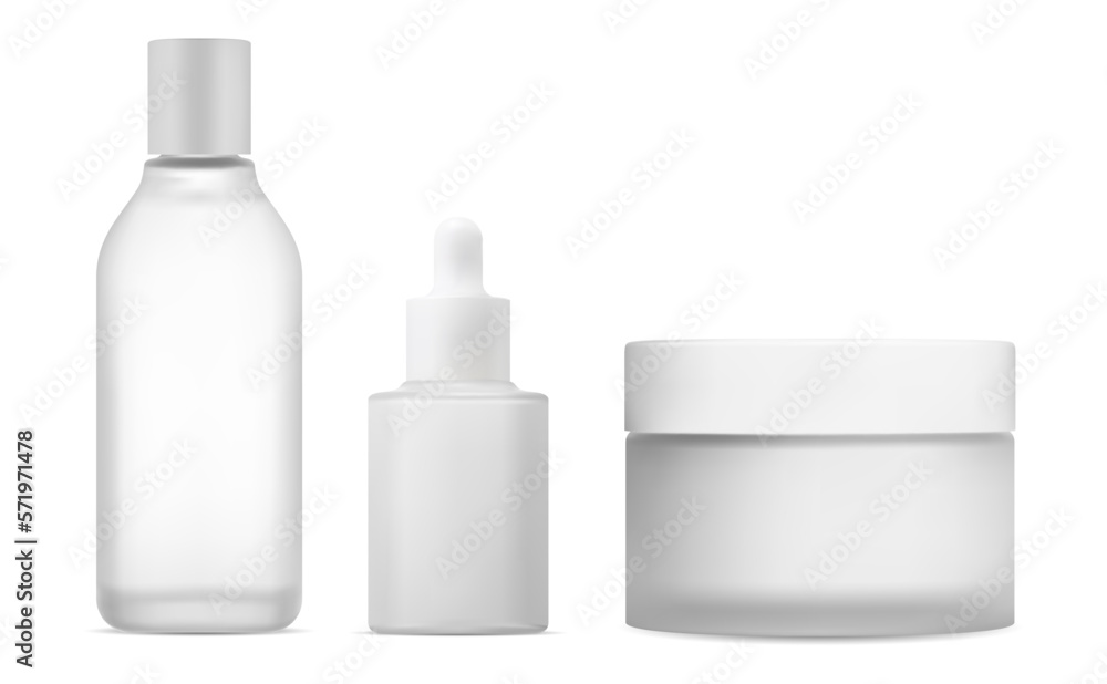 Lotion bottle, cream jar. Beauty cosmetic package design. Realistic ...