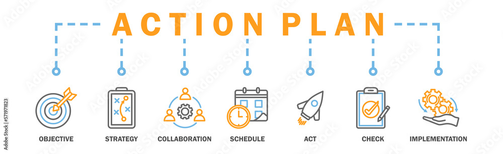 Action Plan banner web icon vector illustration concept with icon of ...